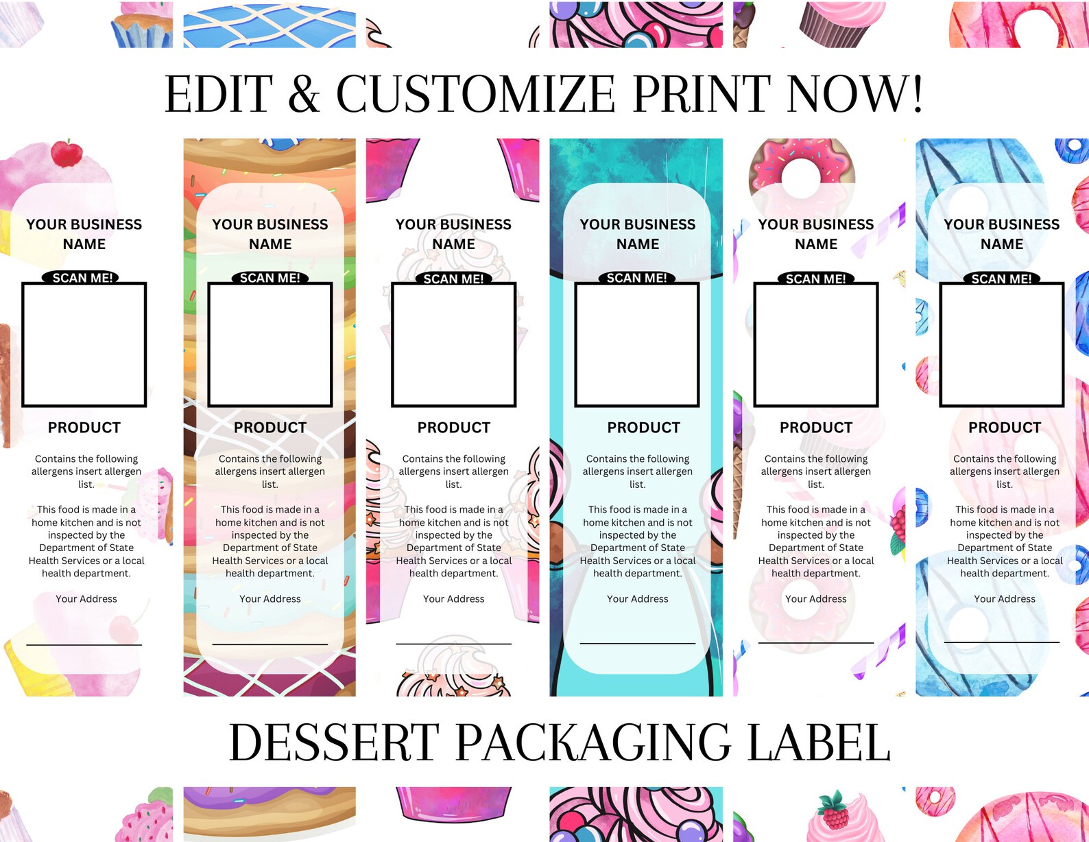Editable Mini Cake Tin Label Template: Printable Dessert Packaging ...