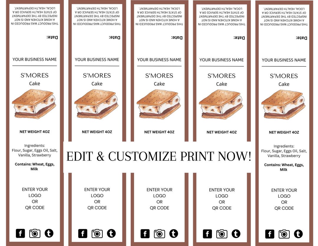 Packaging Label L S'mores Dessert Label L Cake Pan Dessert Label ...