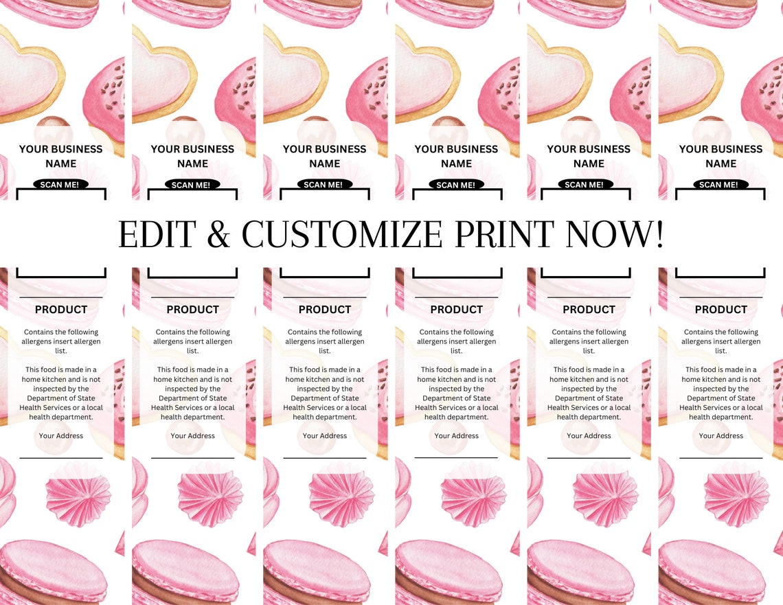 Editable Mini Cake Pan Label Template: Holiday Dessert Packaging ...