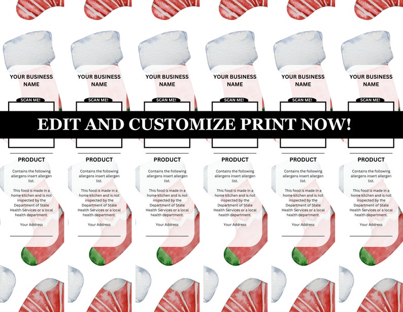 Holiday Dessert Label Template | Mini Cake Packaging (digital Download ...