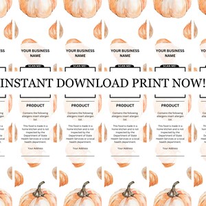 Fall Dessert Label L Mini Cake Pan Label L Holiday Label L Packaging ...