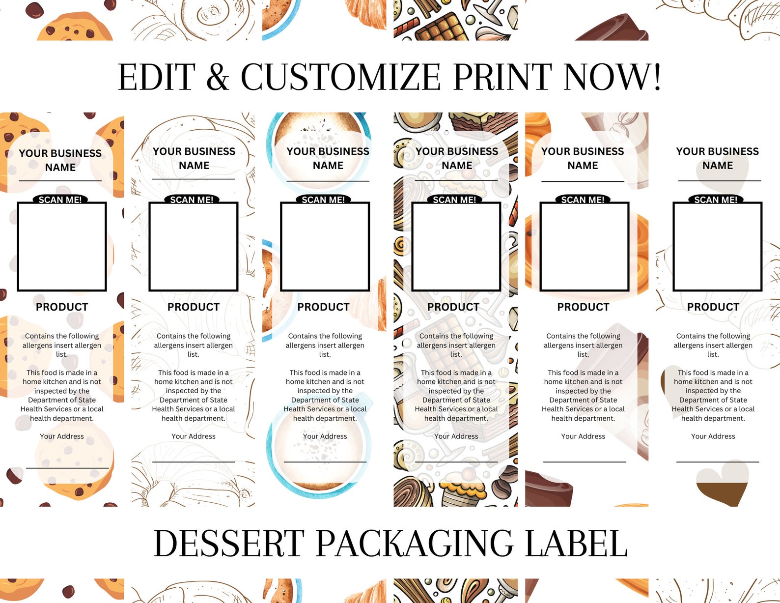 Mini Cake Tin Label Editable Template Canva L Printable Cake Tin Label ...