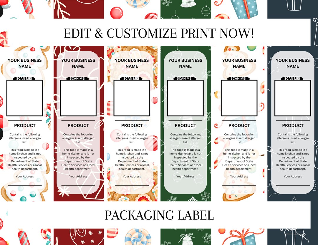 Holiday Packaging Label L Christmas Dessert Label L Cake Pan Dessert ...
