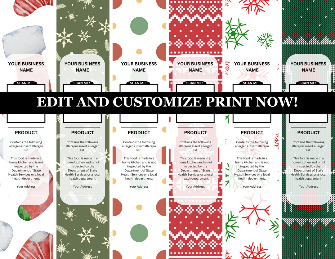 Holiday Dessert Label Template | Mini Cake Packaging (digital Download ...