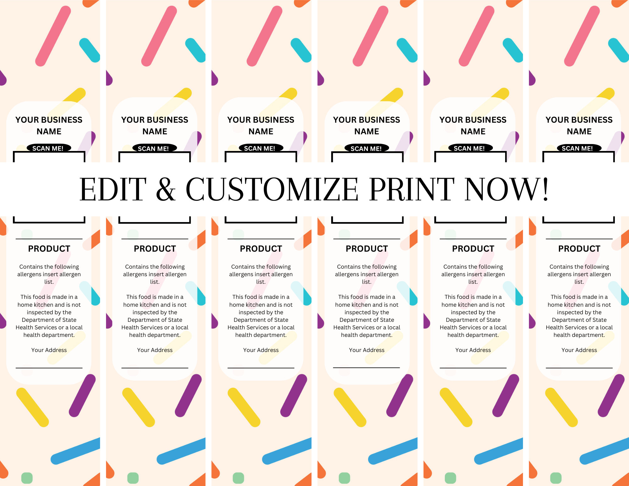 Mini Cake Tin Label Editable Template Canva, Sprinkles, Easter, Spring ...