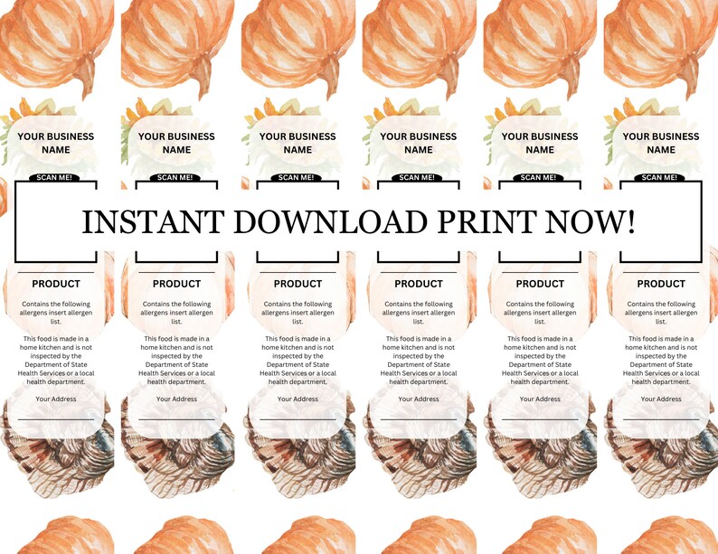 Fall Dessert Label L Mini Cake Pan Label L Holiday Label L Packaging ...