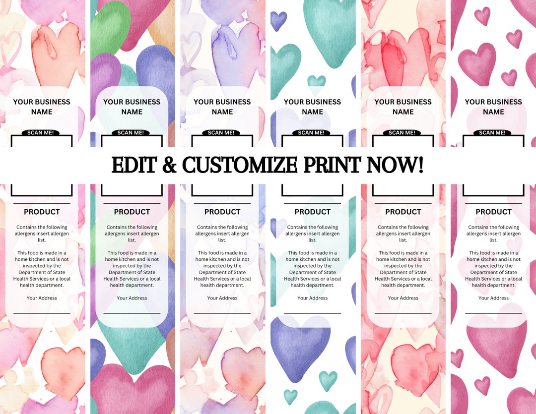 Heart Packaging Labels L Cottage Dessert Label L Cake Pan Dessert Label ...