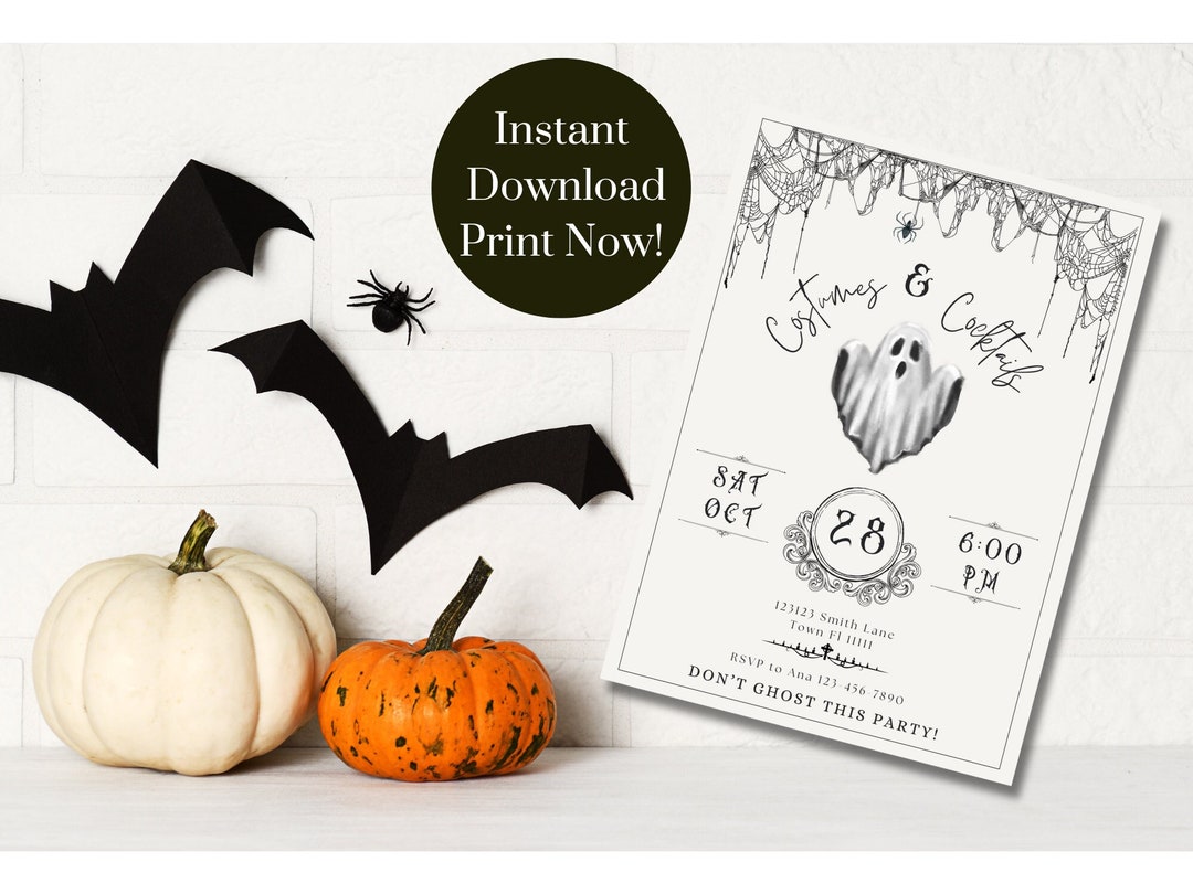 Ghost Invitation Halloween Invitation Editable Halloween - Etsy