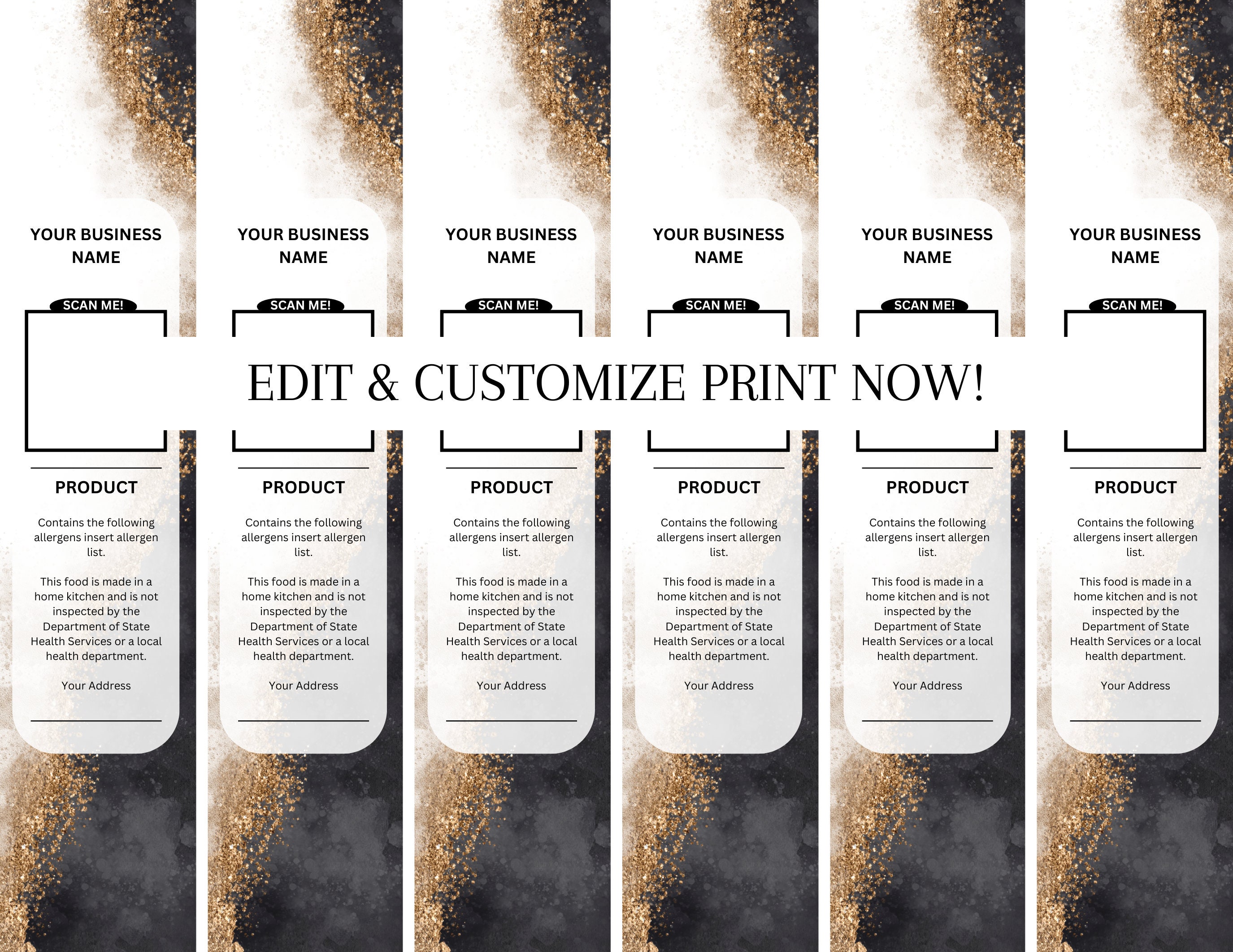 Holiday Packaging Label L Black & Gold Dessert Label L Cake Pan Dessert ...