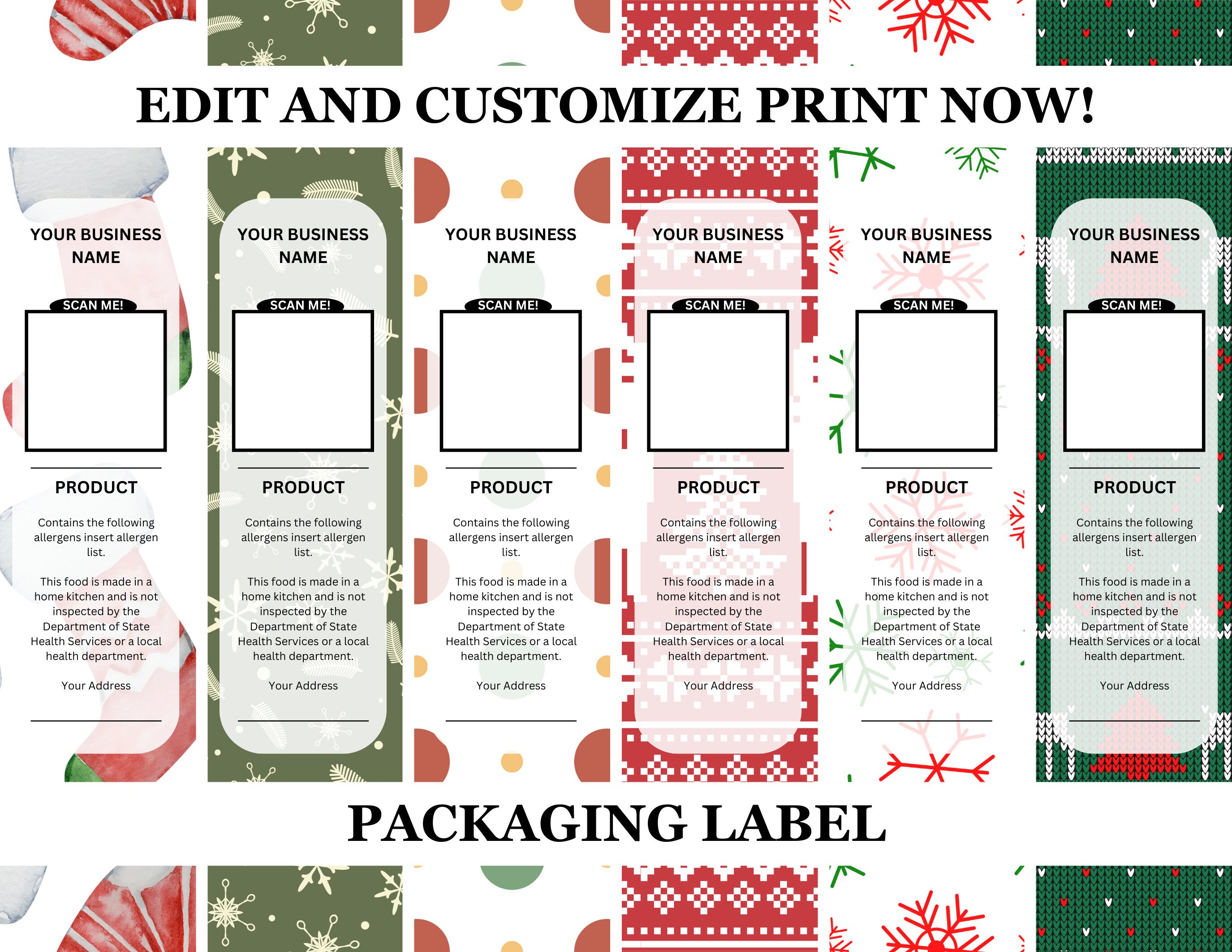 Holiday Packaging Label L Christmas Dessert Label L Cake Pan Dessert ...