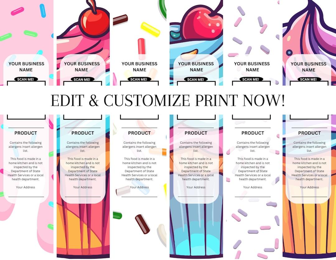 Editable Mini Cake Tin Label Template: Printable Dessert Packaging ...