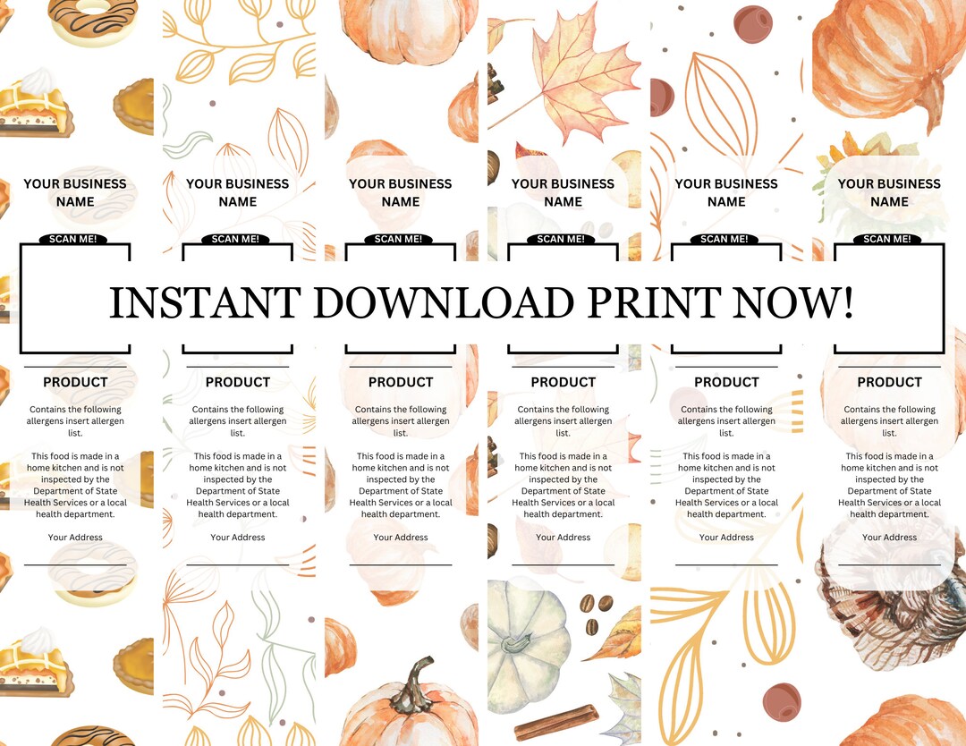 Fall Dessert Label L Mini Cake Pan Label L Holiday Label L Packaging ...