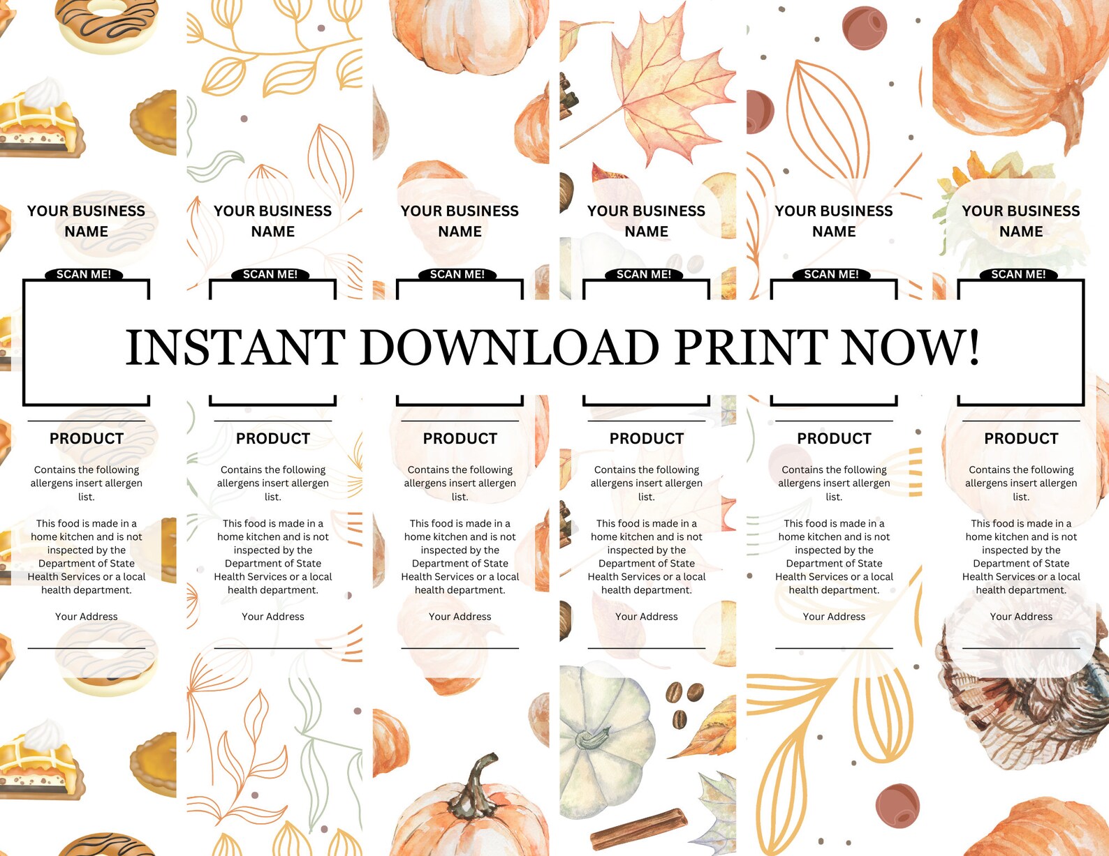 Fall Dessert Label L Mini Cake Pan Label L Holiday Label L Packaging ...