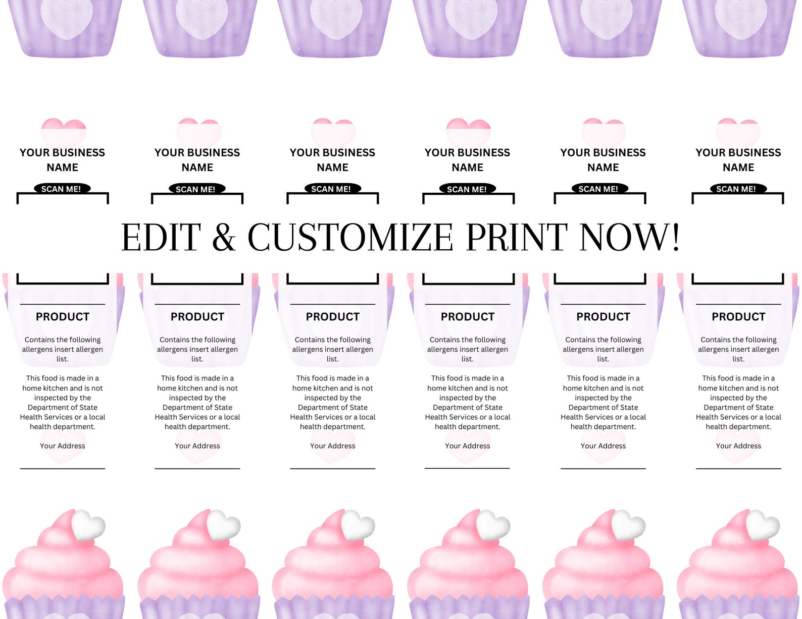 Editable Mini Cake Pan Label Template: Holiday Dessert Packaging ...