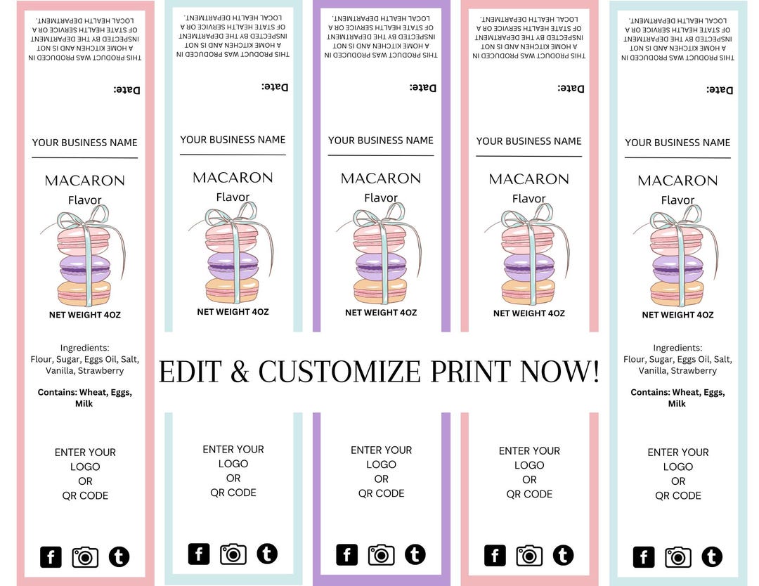 Packaging Label L Macaron Dessert Label L Cake Pan Dessert Label ...