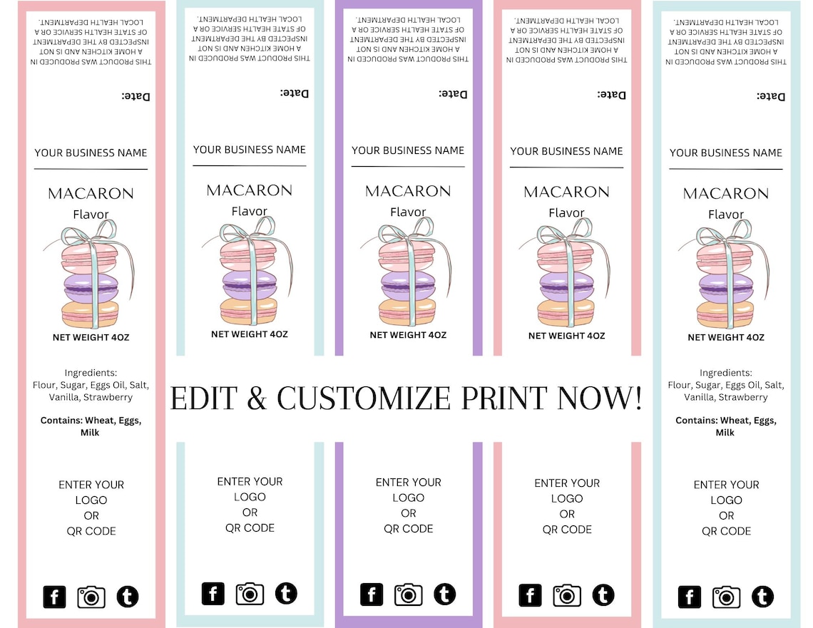 Packaging Label L Macaron Dessert Label L Cake Pan Dessert Label ...