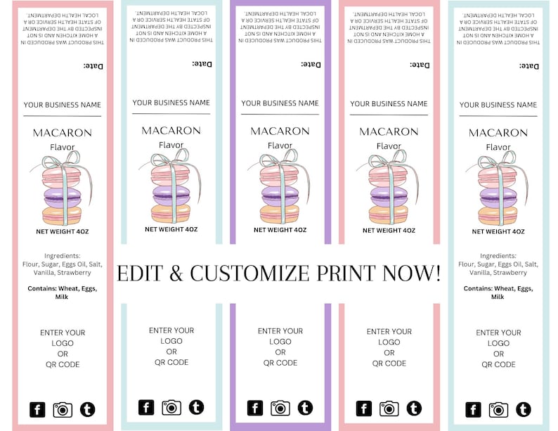 Packaging Label L Macaron Dessert Label L Cake Pan Dessert Label ...