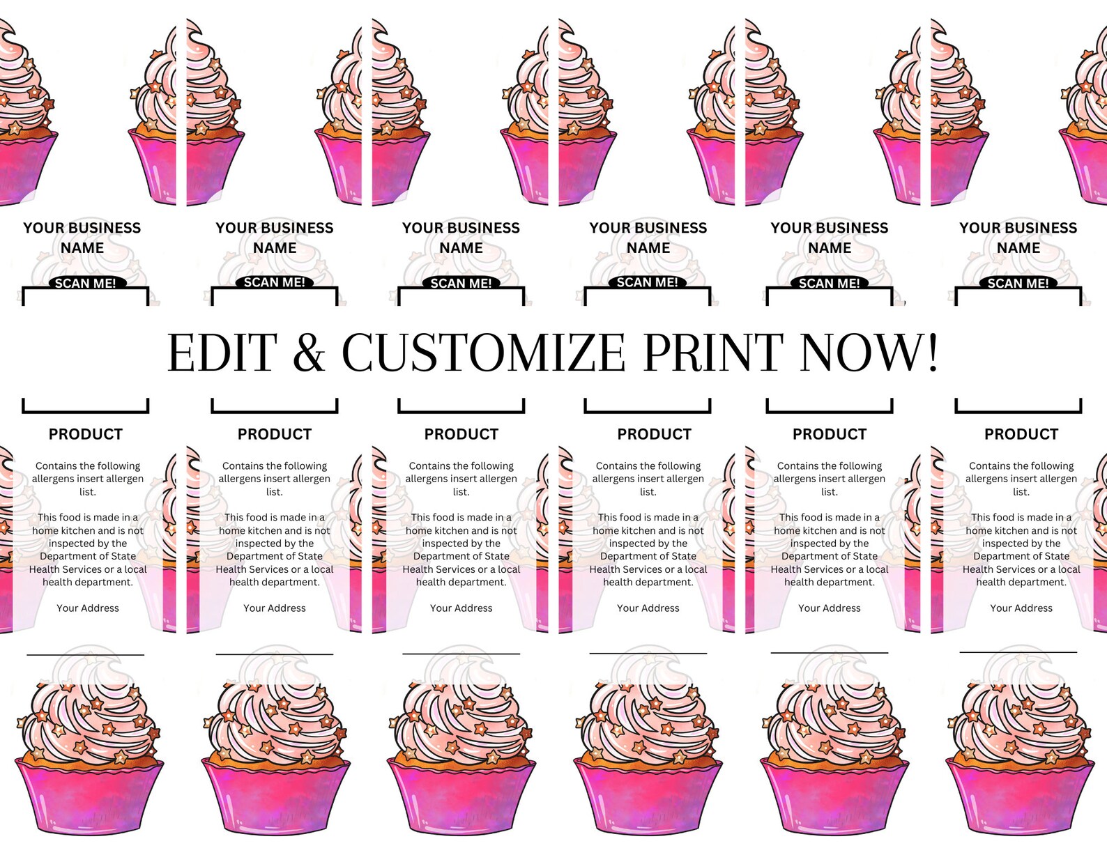Editable Mini Cake Tin Label Template: Printable Dessert Packaging ...
