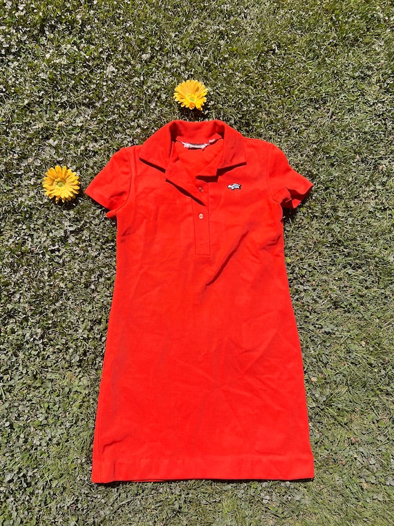 Vintage 1960s 1970s 60s mod shift collar dress Red or… - Gem