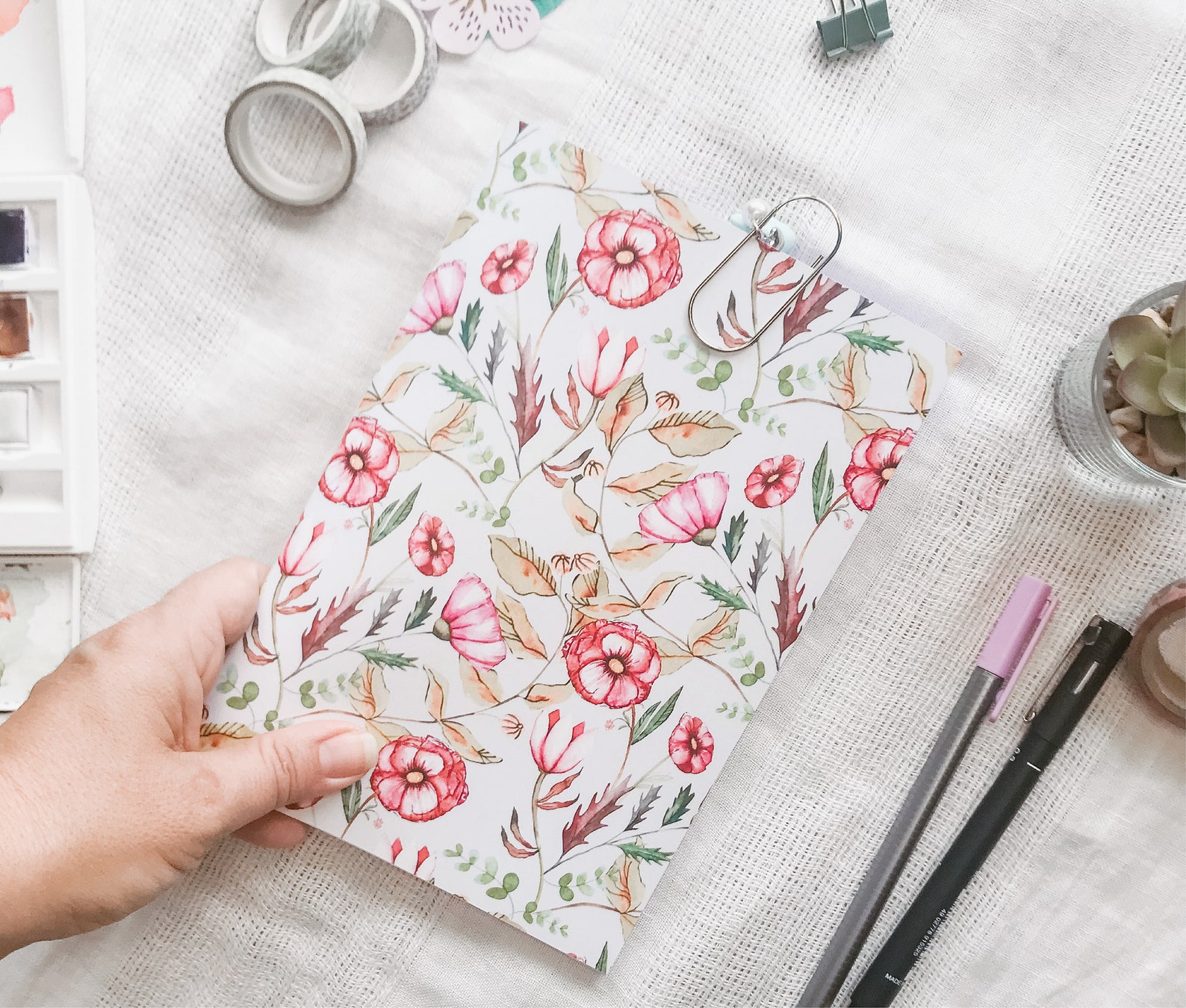 Custom Bullet Journal, Pretty Floral Cover Notebook, Use as a Dot Grid ...