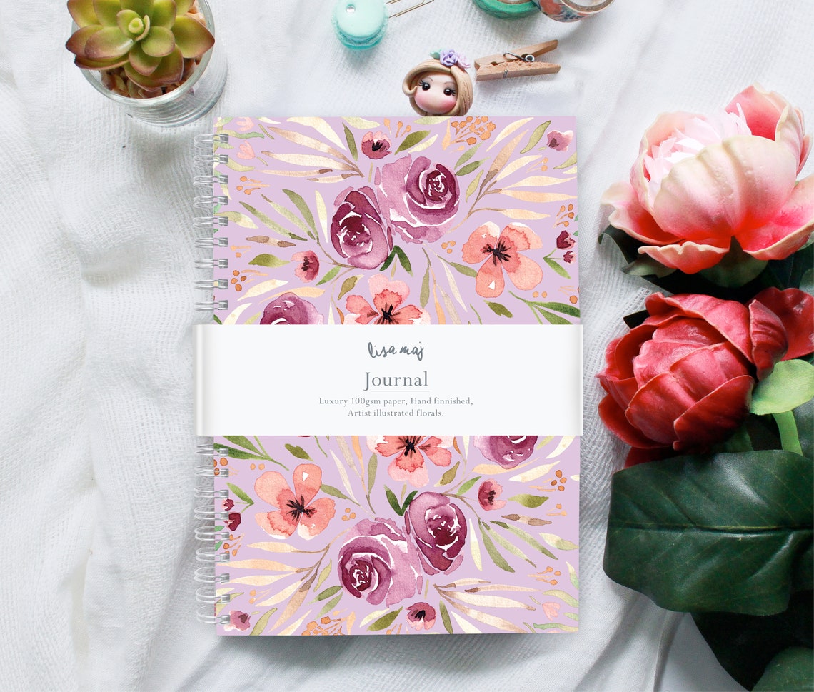 Dot Grid Journal With Soft Violet Floral Cover. 2021 Daily - Etsy