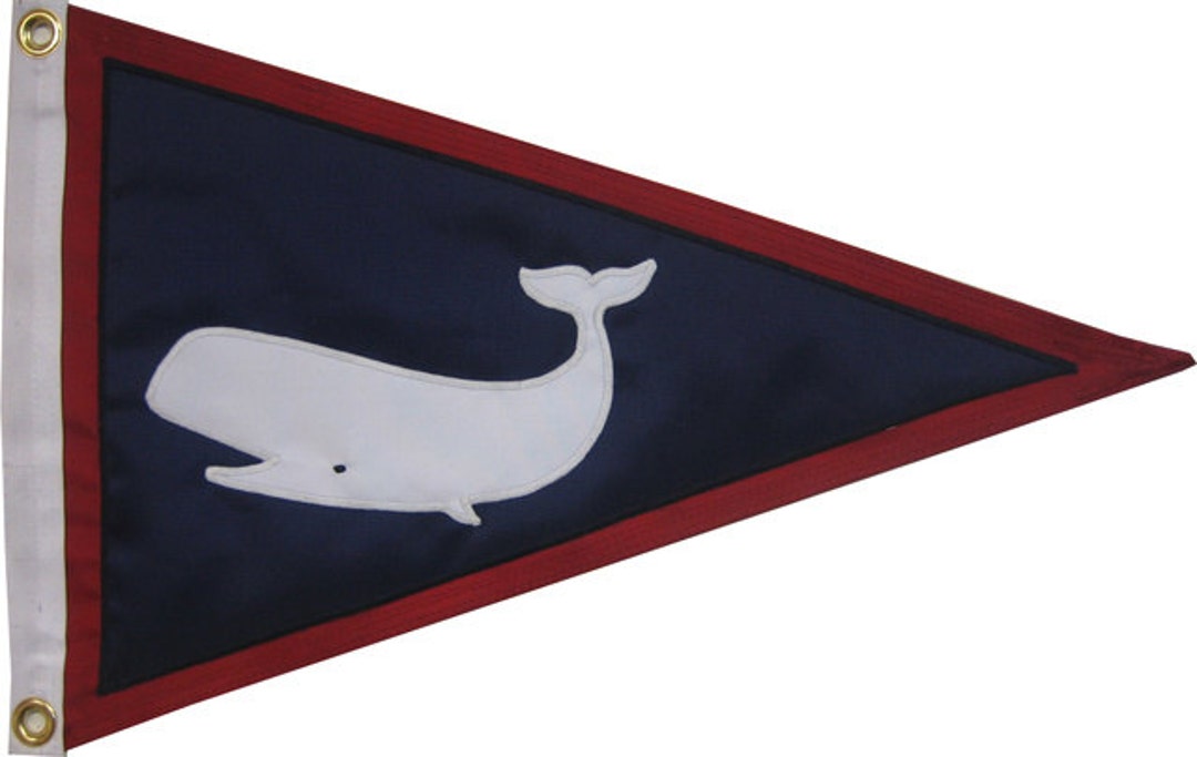 Sperm Whale Pennant With Border: 12"x18" Handmade, Nautical Boat Flag ...