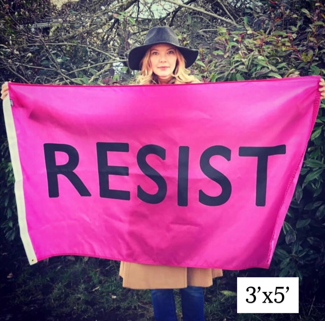 RESIST Pink Protest Flag: Usa-made Nylon Outdoor Banner - Etsy