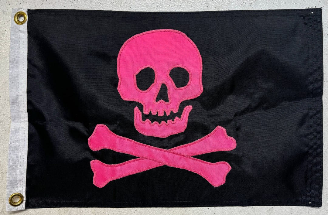 Pink Jolly Roger Flag: Handsewn, Skull and Crossbones - Etsy