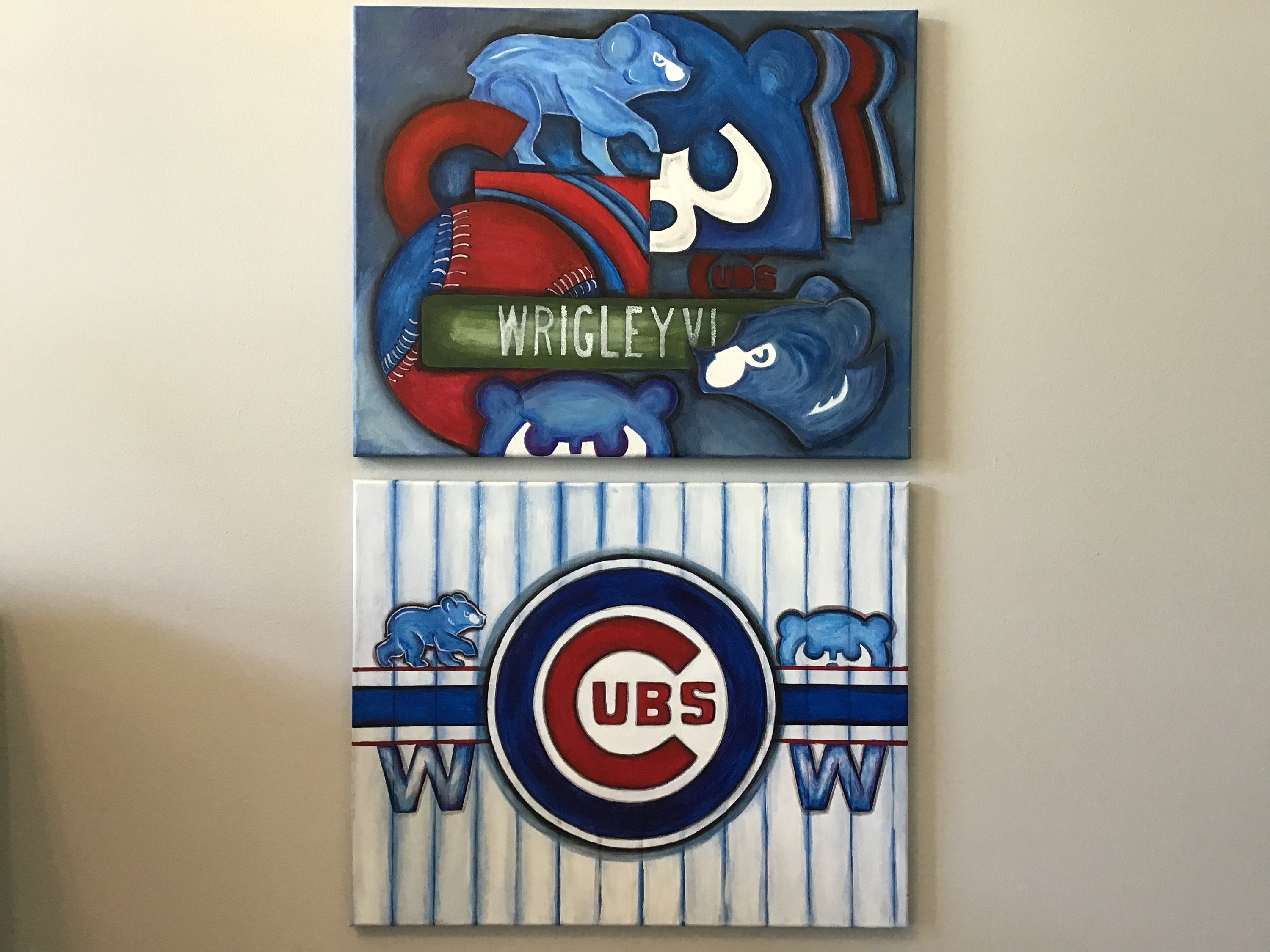 Chicago Cubs Logo on Jersey Stripes 16x20 Canvas - Etsy