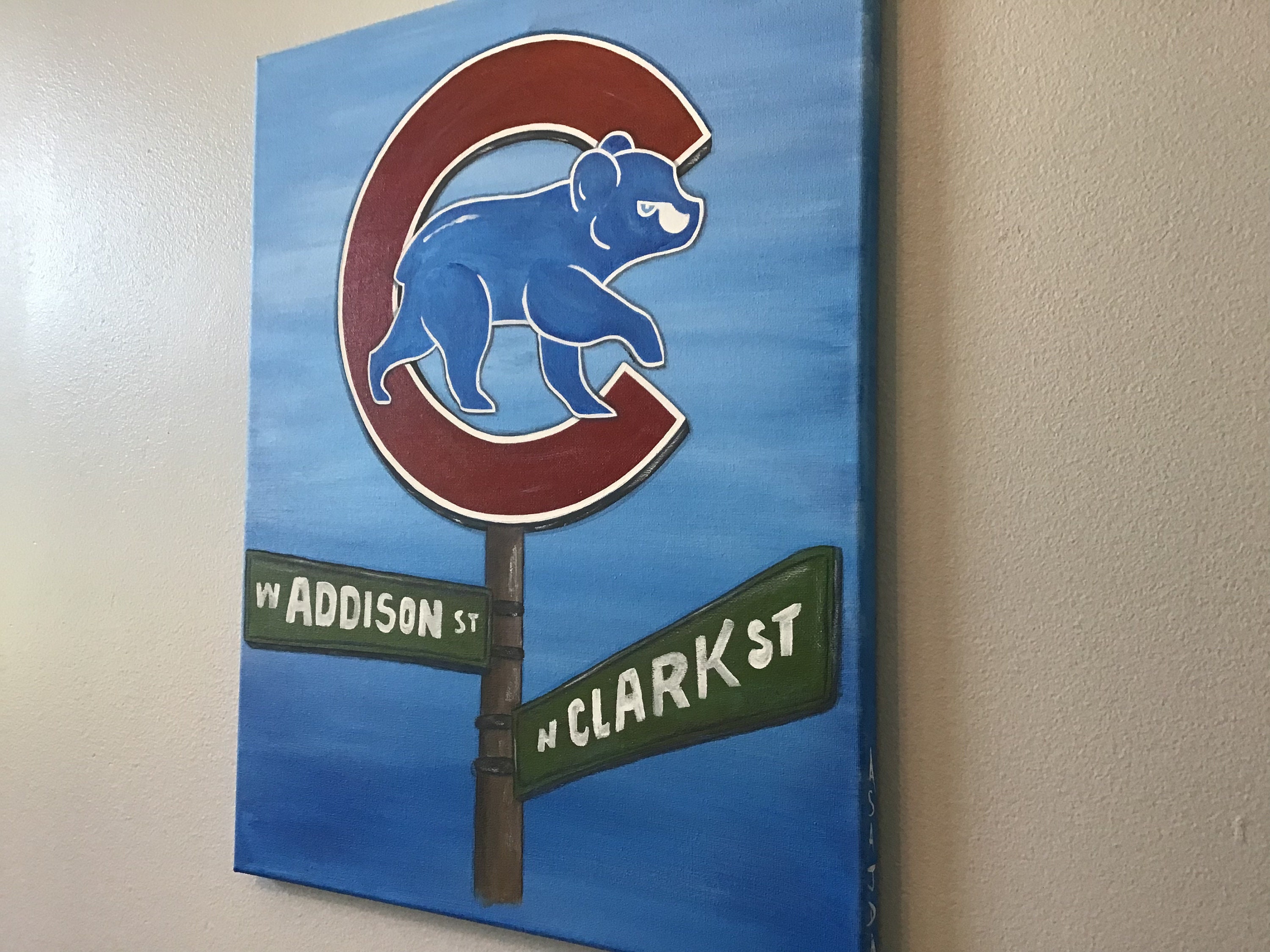 Chicago Cubbie Bear Clark & Addison 16x20 Canvas Painting - Etsy