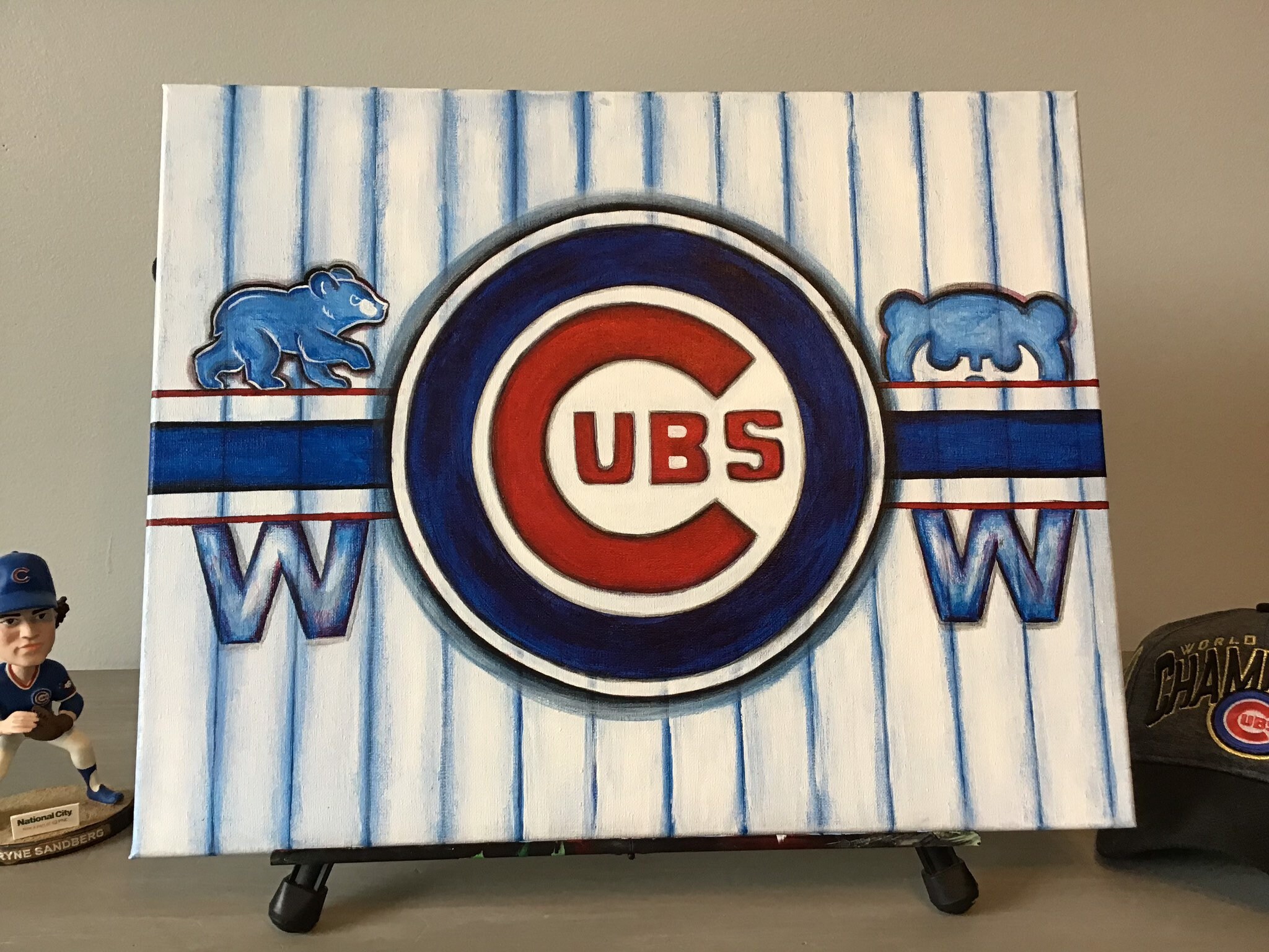 Chicago Cubs Logo on Jersey Stripes 16x20 Canvas - Etsy