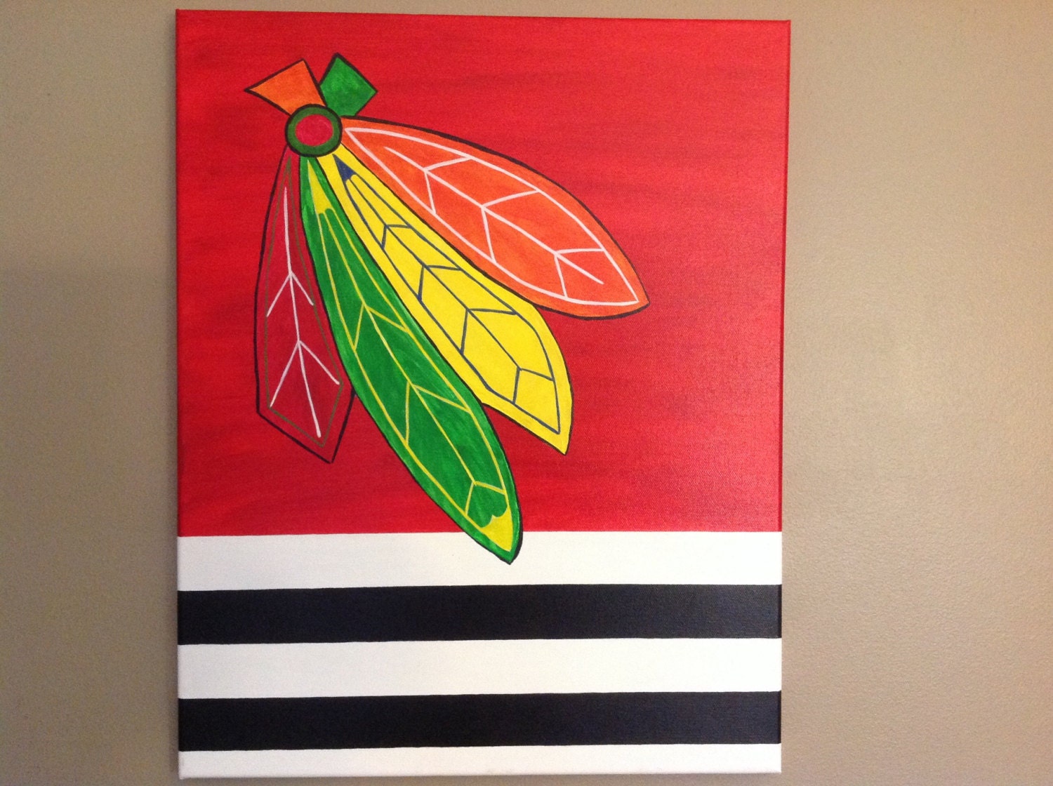 Chicago Blackhawks Feathers Canvas Painting 16x20 - Etsy