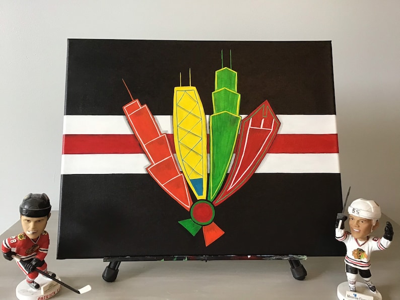 Chicago Blackhawks City Feathers Canvas Painting 16x20 - Etsy