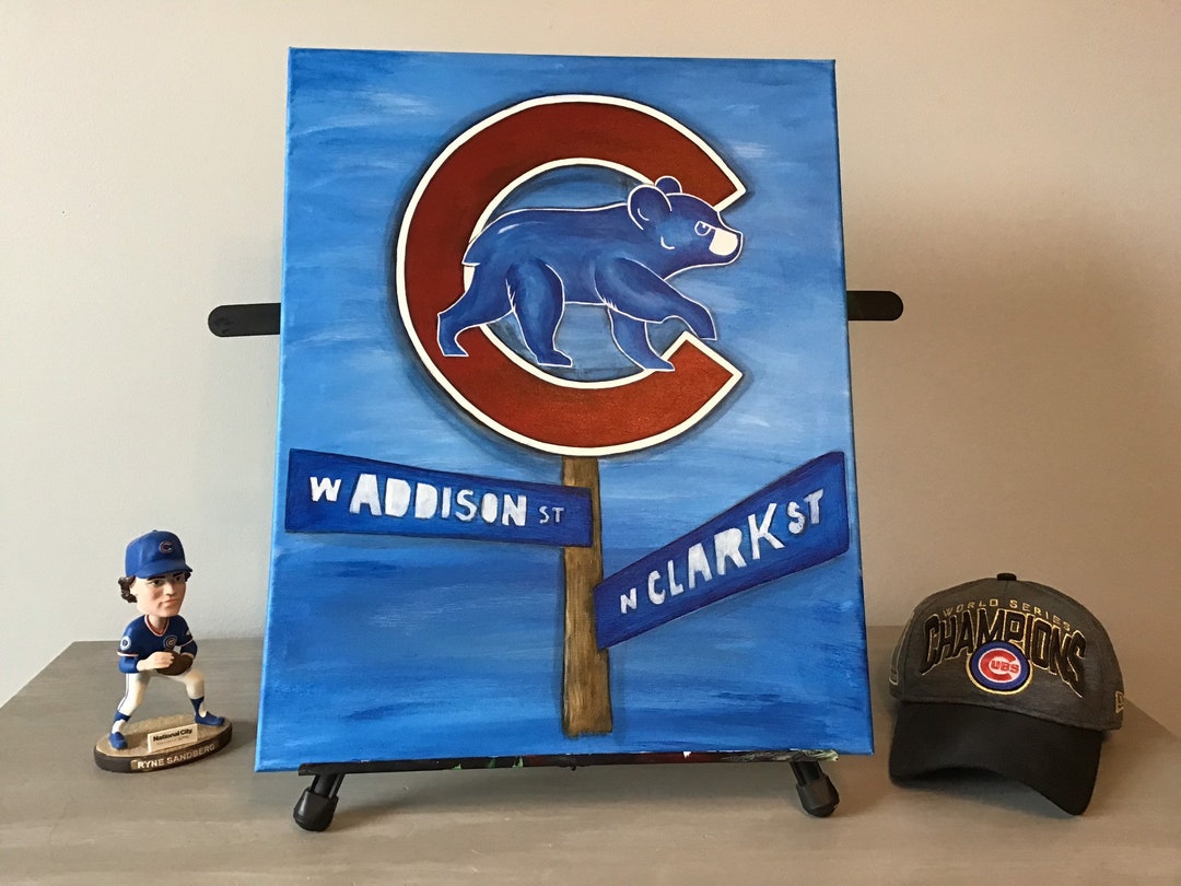 Chicago Cubbie Bear Clark & Addison 16x20 Canvas Painting - Etsy