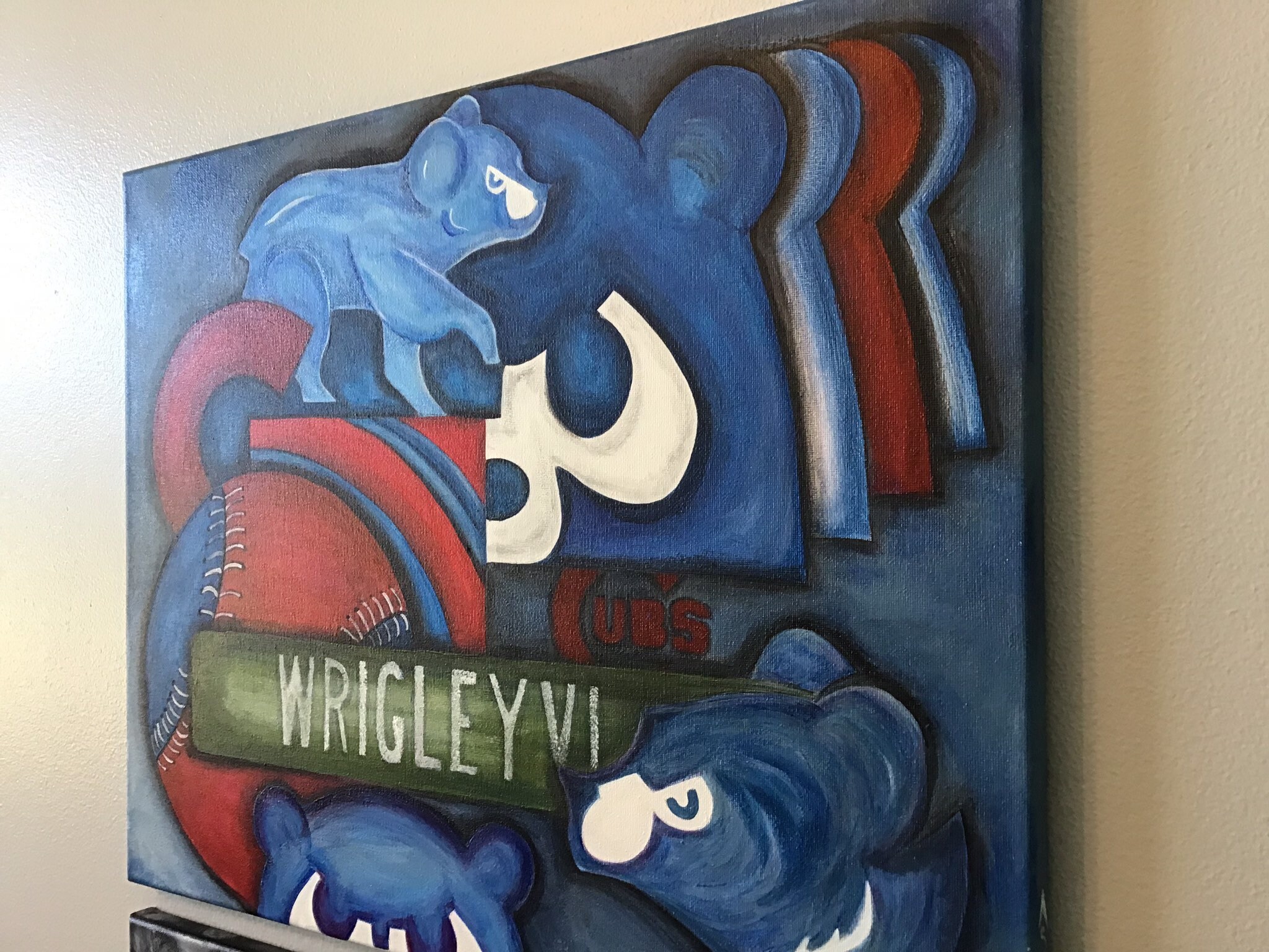 Cubs Abstract Art 16x20 Canvas Painting - Etsy