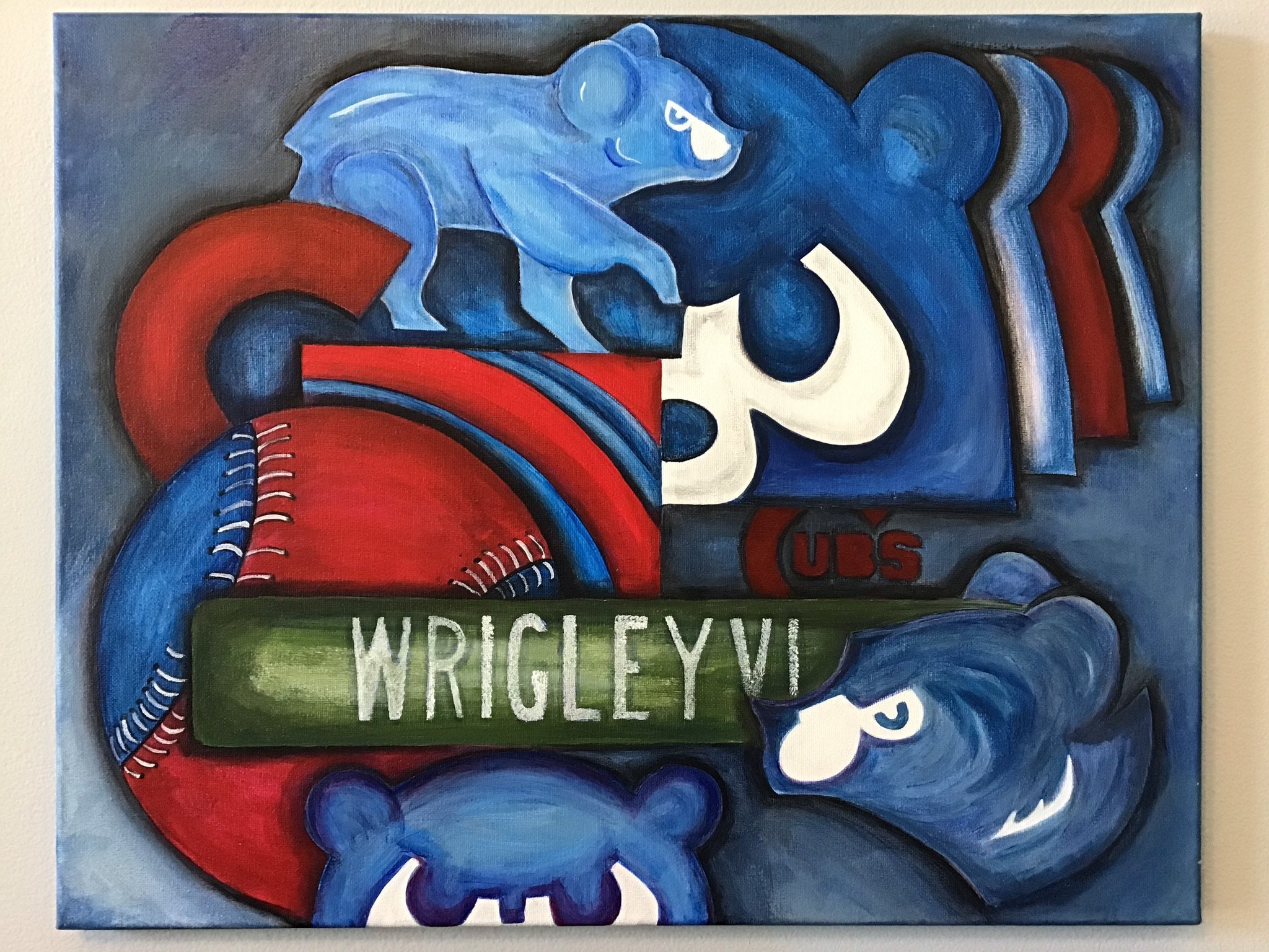 Cubs Abstract Art 16x20 Canvas Painting - Etsy