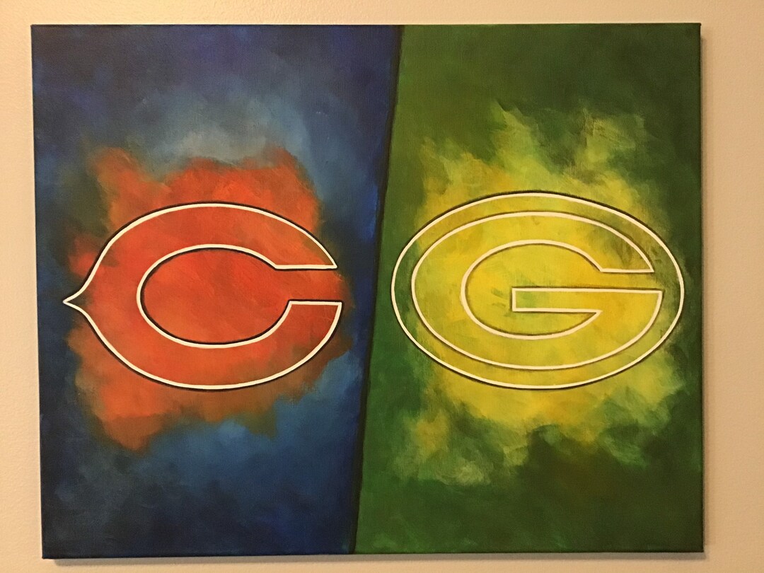 Chicago Bears/green Bay Packers Logos - House Divided 16x20 - Etsy