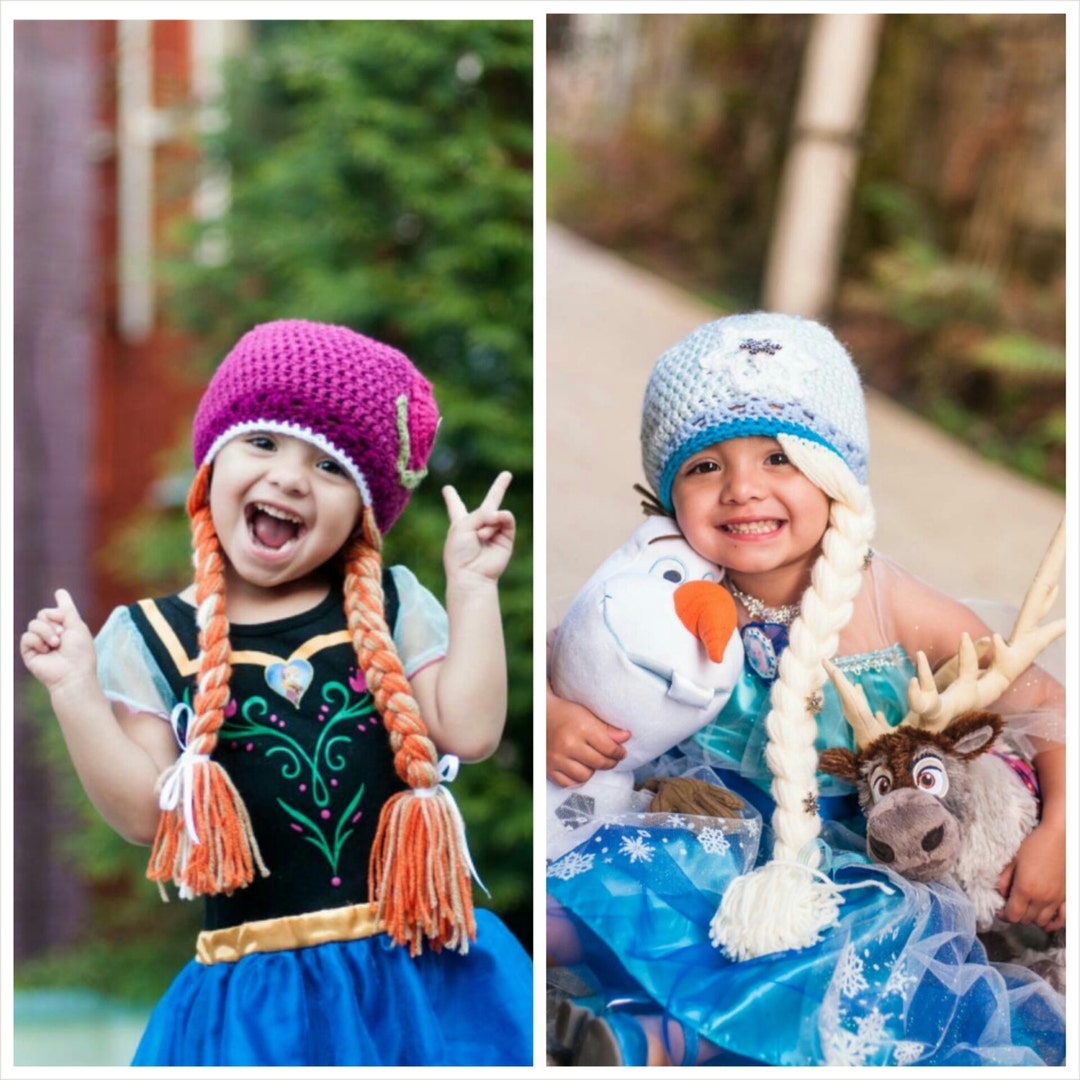 Frozen Hat Set -2 Crochet Beanies, Anna and Elsa, Kids, Babies ...