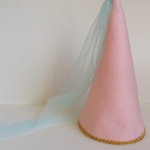 Felt Girls Princess Cone Hat- Renaissance- Veil- Medieval- Tulle-dress ...