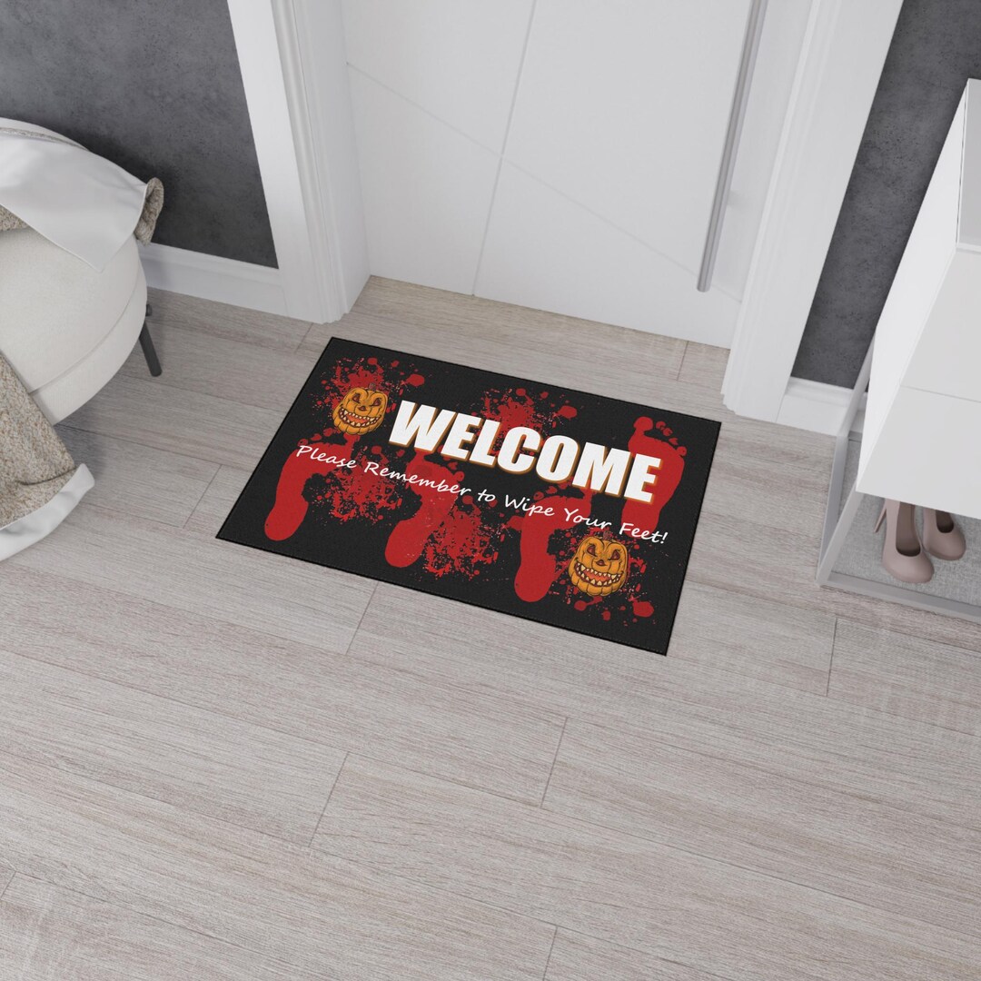 Spooky Halloween Welcome Mat: Bloody Feet Design - Etsy