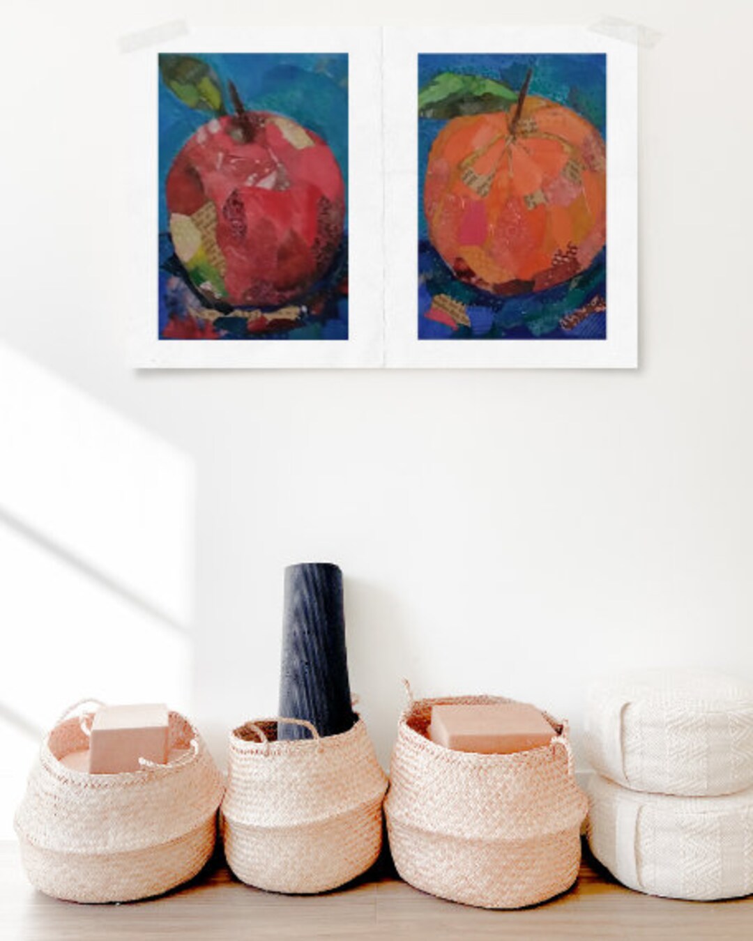 Apple 5 X 7 Mixed Media on Canvas, Created With Acrylic Paint and Torn ...