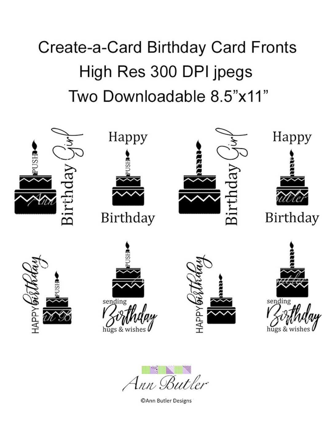 Create-a-card Birthday Card Front Set One - Etsy