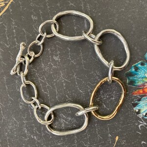 Big Oval Link Bracelet - Duck Duck Goose in Sterling Silver & 18k Gold ...
