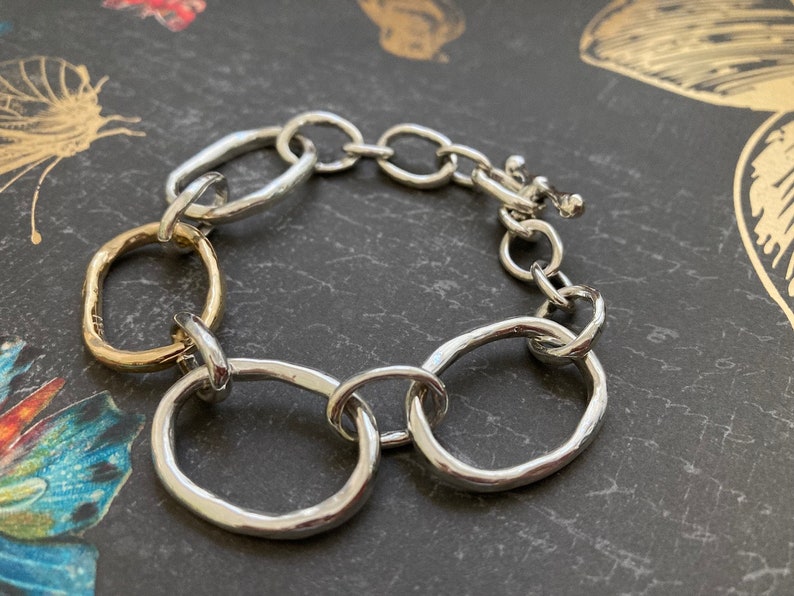 Big Oval Link Bracelet - Duck Duck Goose in Sterling Silver & 18k Gold ...
