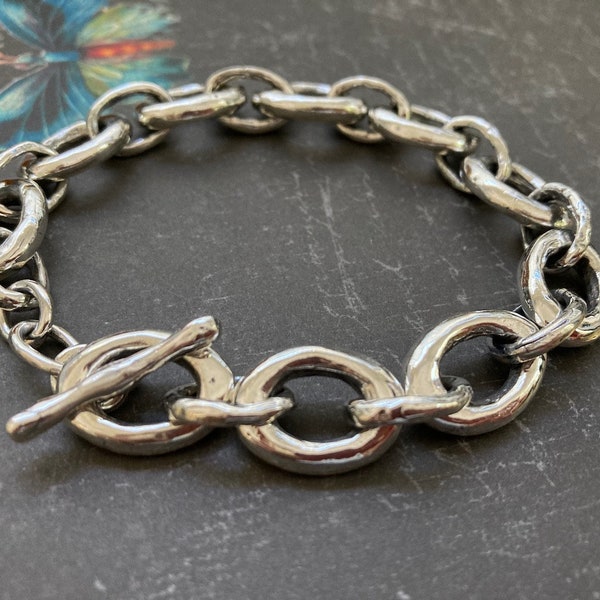 Big Oval Link Bracelet Duck Duck Goose in Sterling Silver & 18k Gold - Etsy