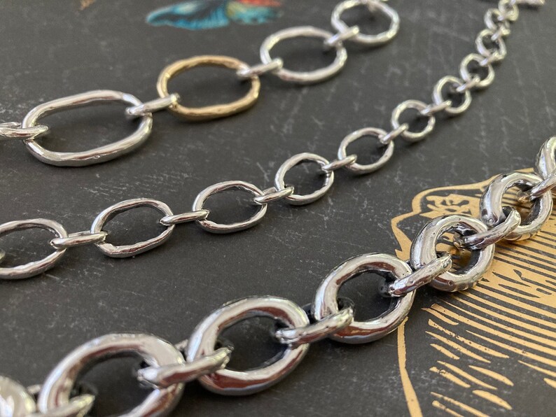 Big Oval Link Bracelet Duck Duck Goose in Sterling Silver & 18k Gold - Etsy