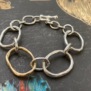 Big Oval Link Bracelet - Duck Duck Goose in Sterling Silver & 18k Gold ...