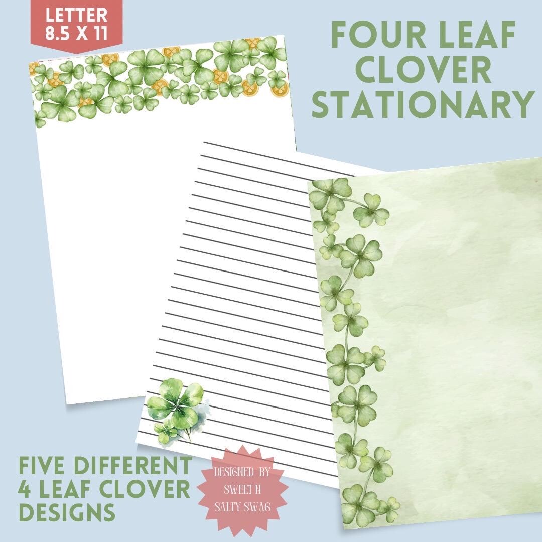 Four Leaf Clover Stationary - Etsy