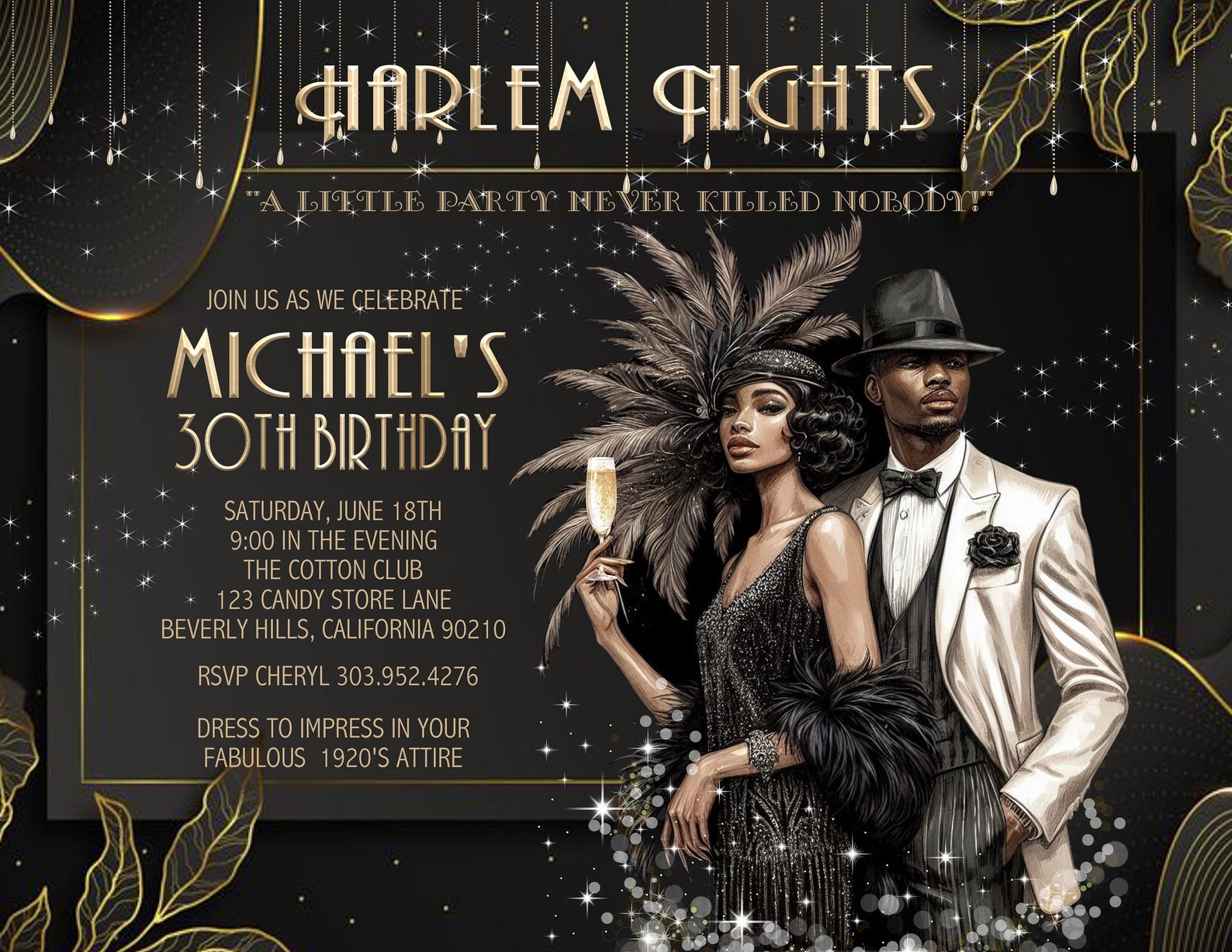 15 FABULOUS Harlem Nights Club Birthday II / Event Invitation (digital ...