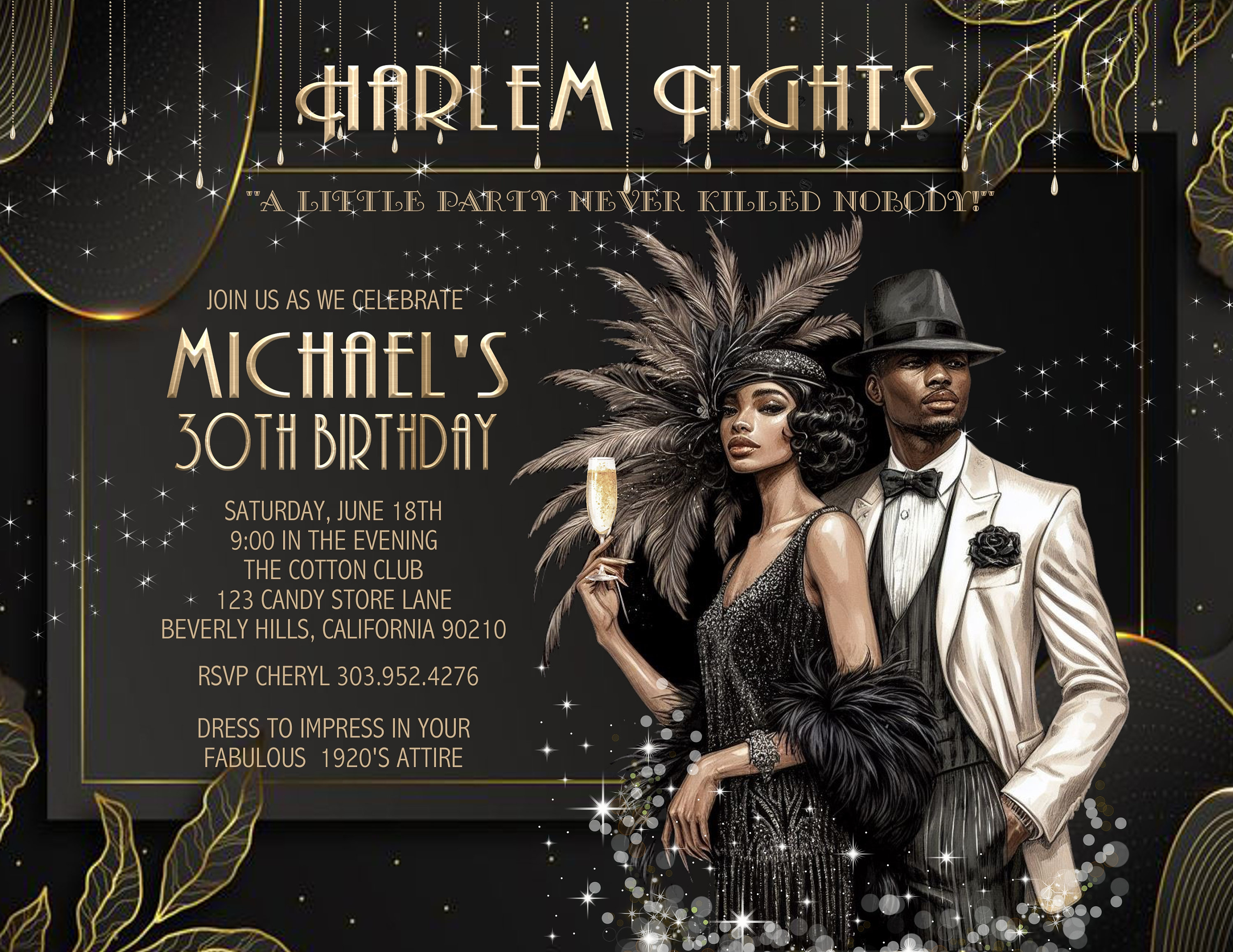 15 FABULOUS Harlem Nights Club Birthday II / Event Invitation - Etsy